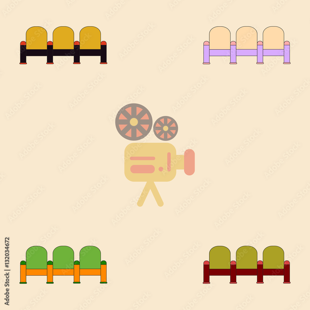 theatre chairs. Vector illustration Collection in flat style Movie ...