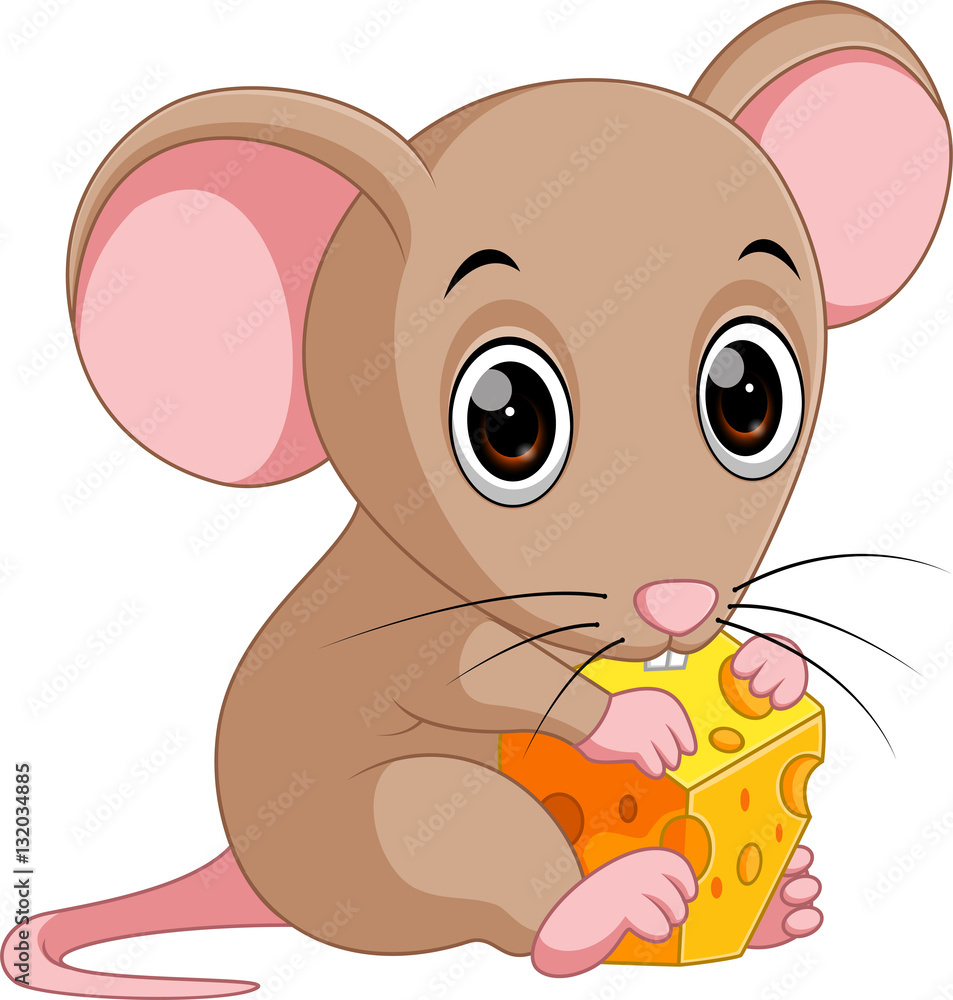 Cute mouse cartoon holding cheese Stock Vector | Adobe Stock