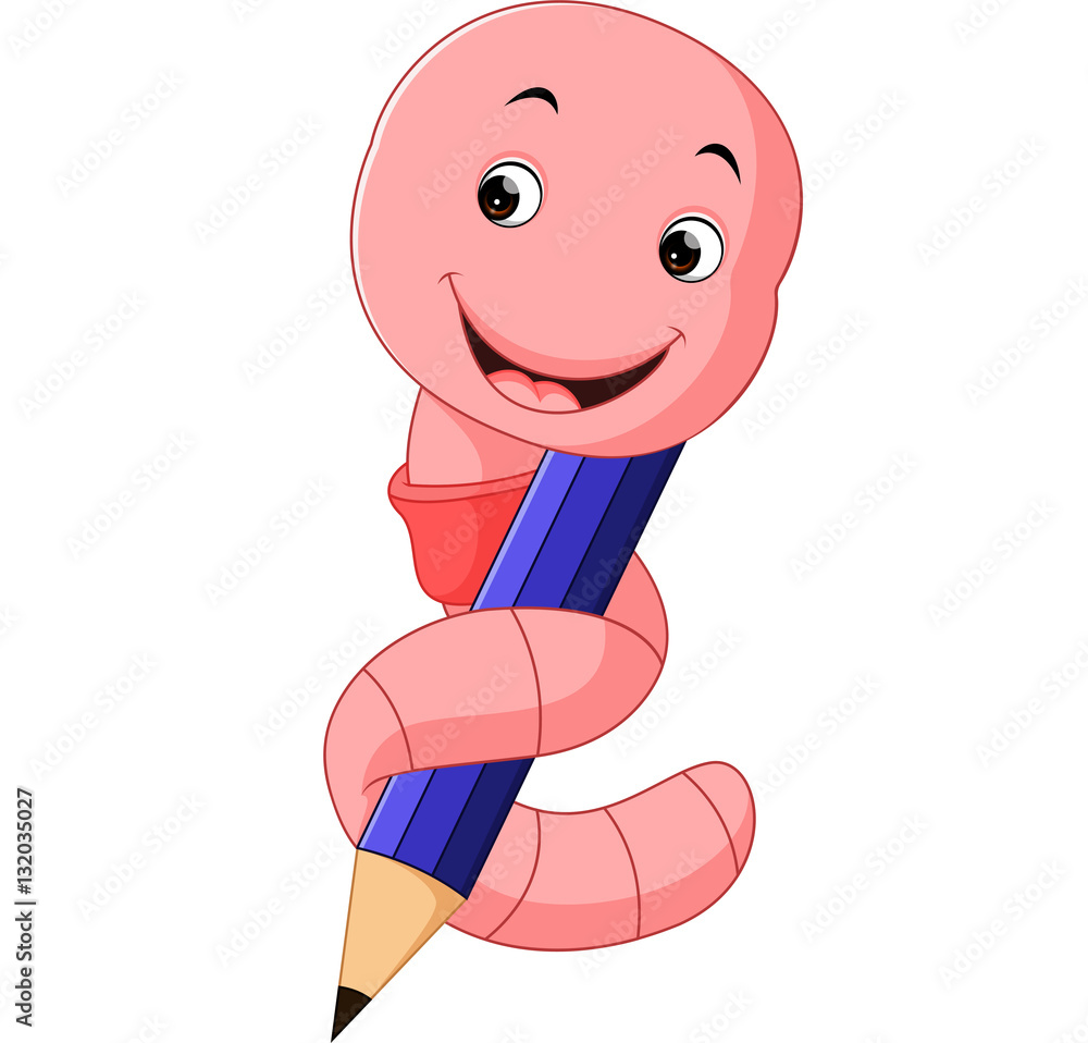 Cute pink worm cartoon Stock Vector | Adobe Stock