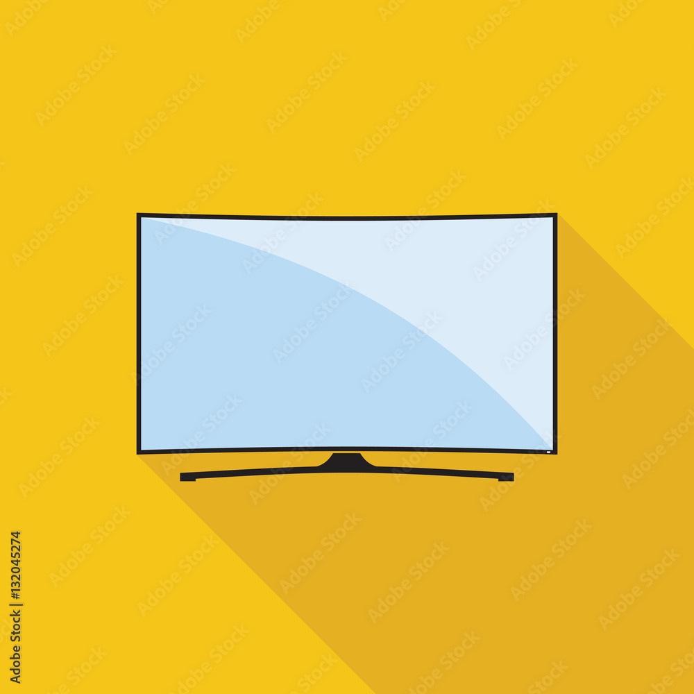 Modern curved TV icon in flat style. LED smart TV symbol isolated on ...