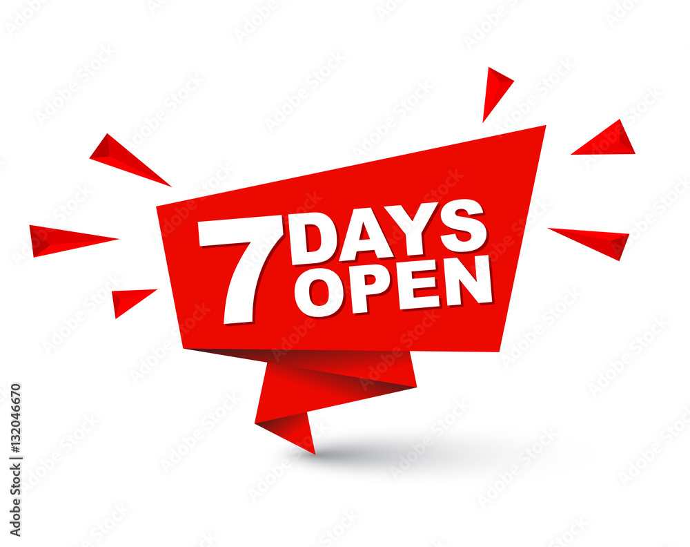 Red easy vector illustration isolated paper bubble banner seven days ...