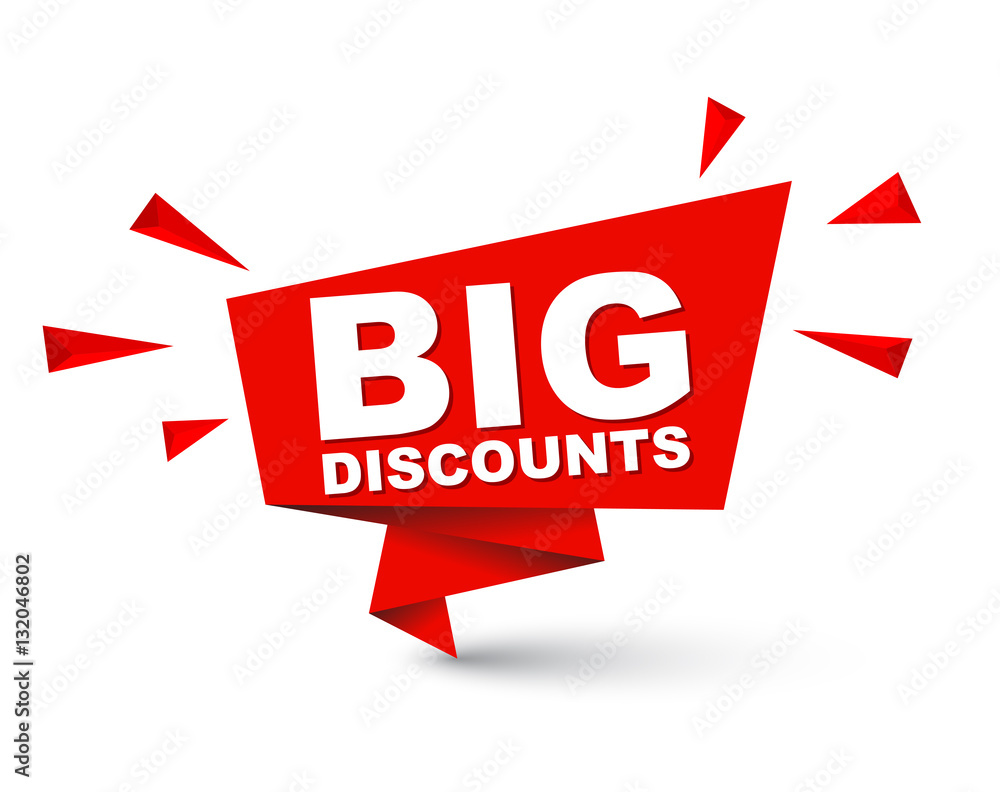Red easy vector illustration isolated paper bubble banner big discounts ...