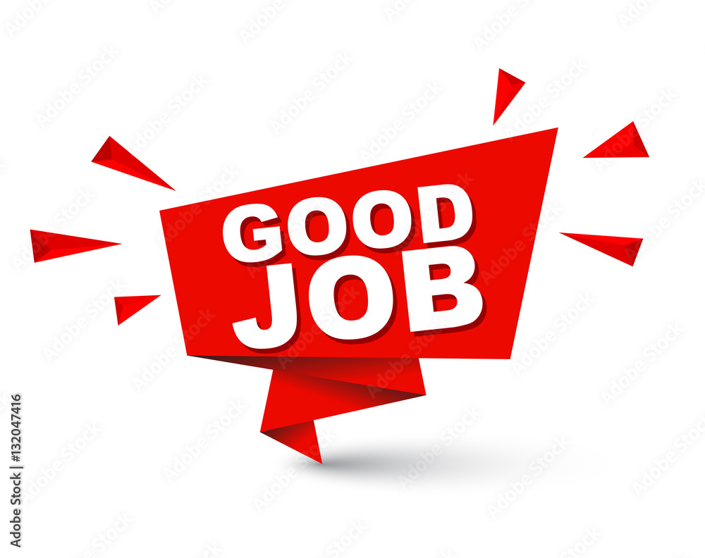 Red easy vector illustration isolated paper bubble banner good job ...