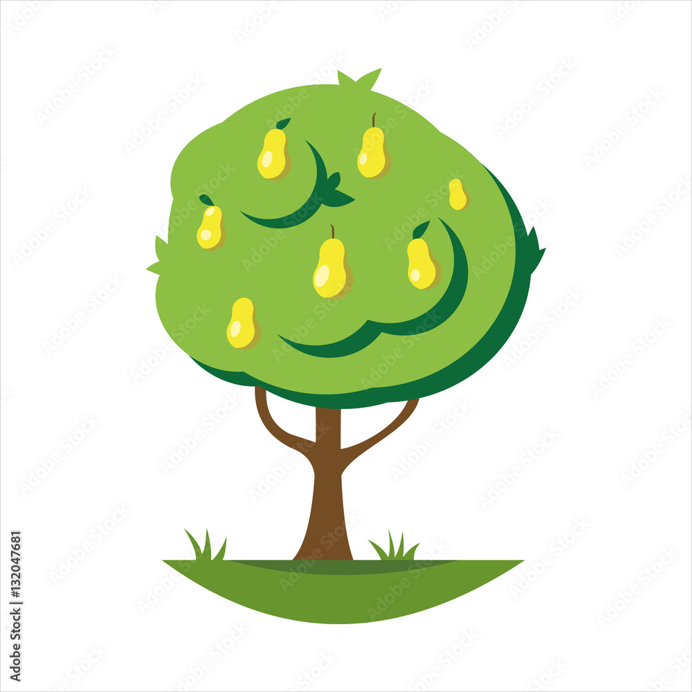 Cartoon pear tree vector illustration Stock Vector | Adobe Stock