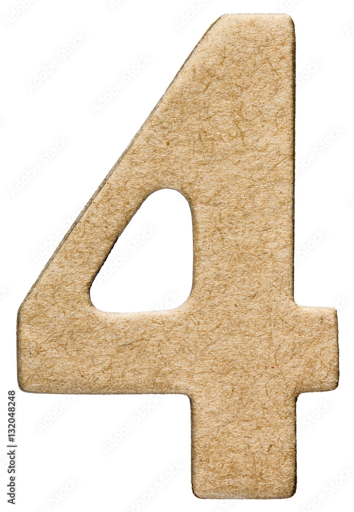 4, four, numeral from cardboard, isolated on white background Stock ...