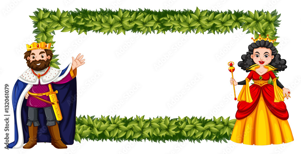 Frame design with king and queen Stock Vector | Adobe Stock
