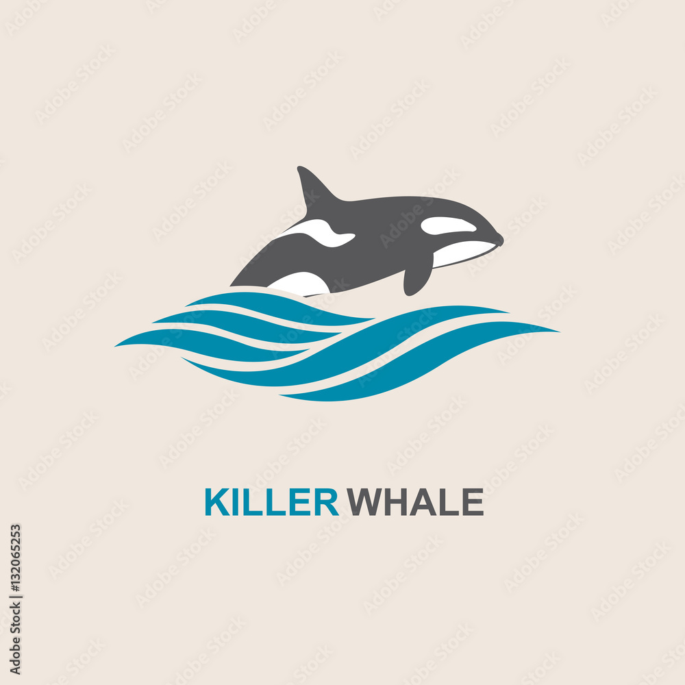symbol of killer whale and sea wave Stock Vector | Adobe Stock