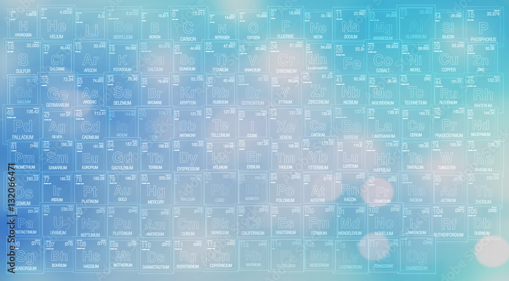 Dark blue background of Periodic Table of the Elements with the 4 new ...
