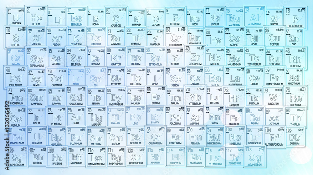 Blue background of Periodic Table of the Elements with the 4 new ...