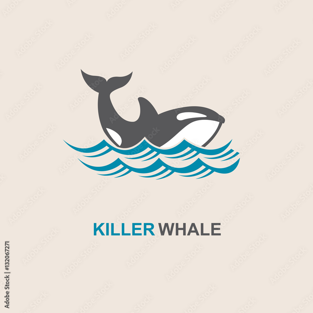symbol of killer whale and sea wave Stock Vector | Adobe Stock
