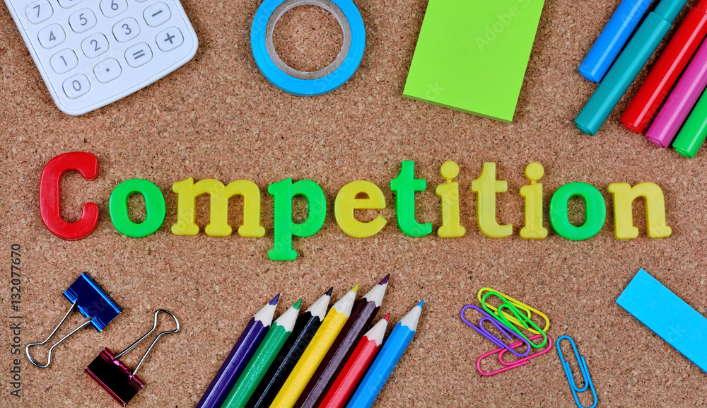 Competition word on cork background Stock-Foto | Adobe Stock