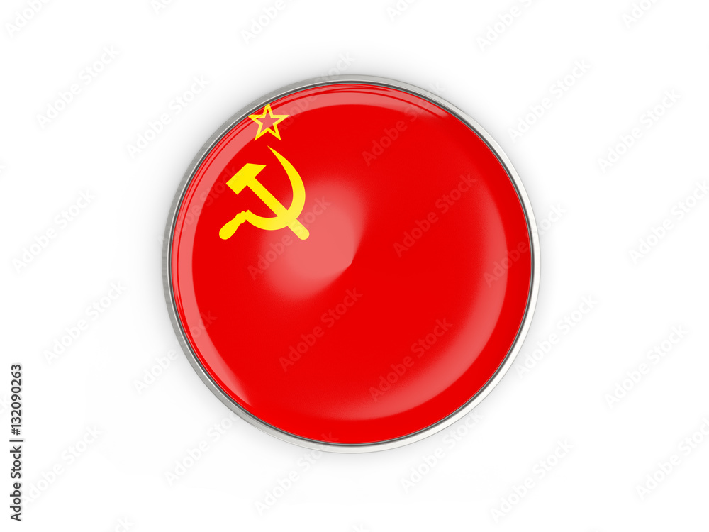Flag of ussr, round icon with metal frame Stock-Illustration | Adobe Stock