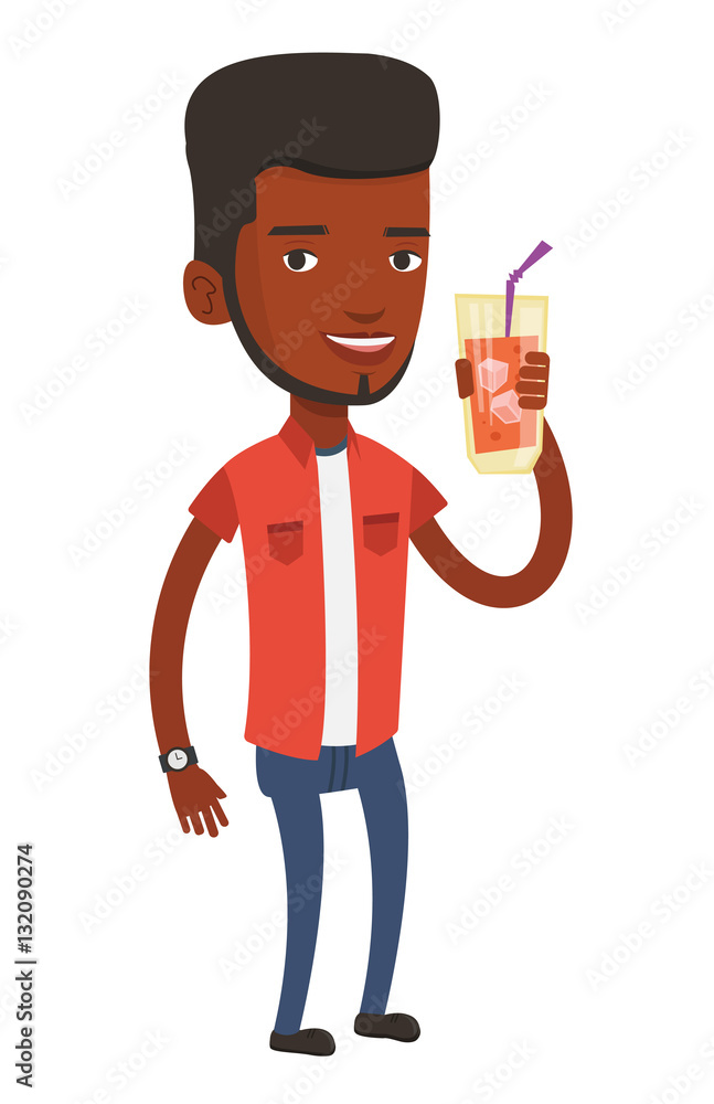 Man drinking cocktail vector illustration. Stock Vector | Adobe Stock