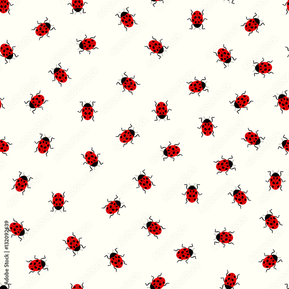 Ladybug cute pattern with white background. Vector illustration Stock ...