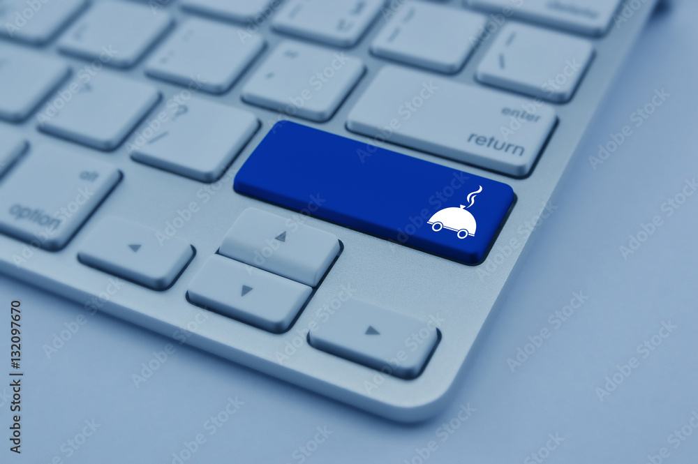 Restaurant cloche flat icon on modern computer keyboard button ...