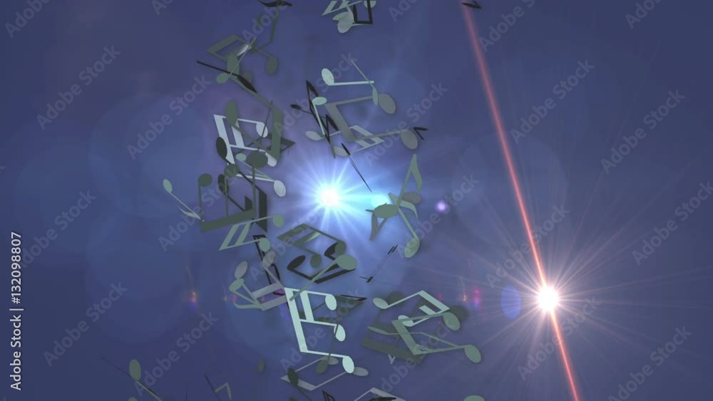 Animated background with musical notes and optical flare Stock Video ...