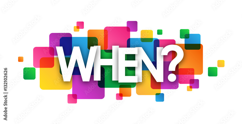 "WHEN?" Vector Overlapping Letters Icon Stock Vector | Adobe Stock
