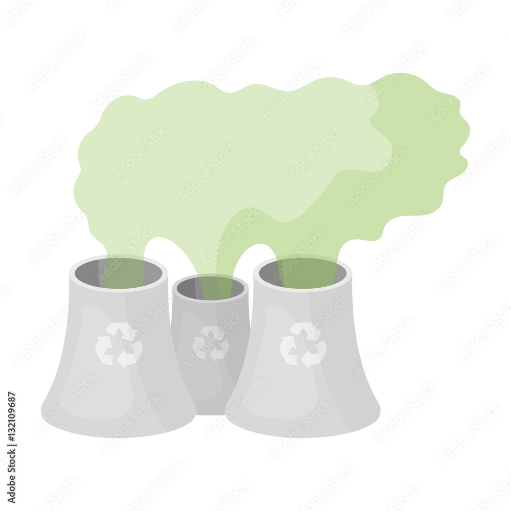 Recycling plant icon in cartoon style isolated on white background. Bio ...
