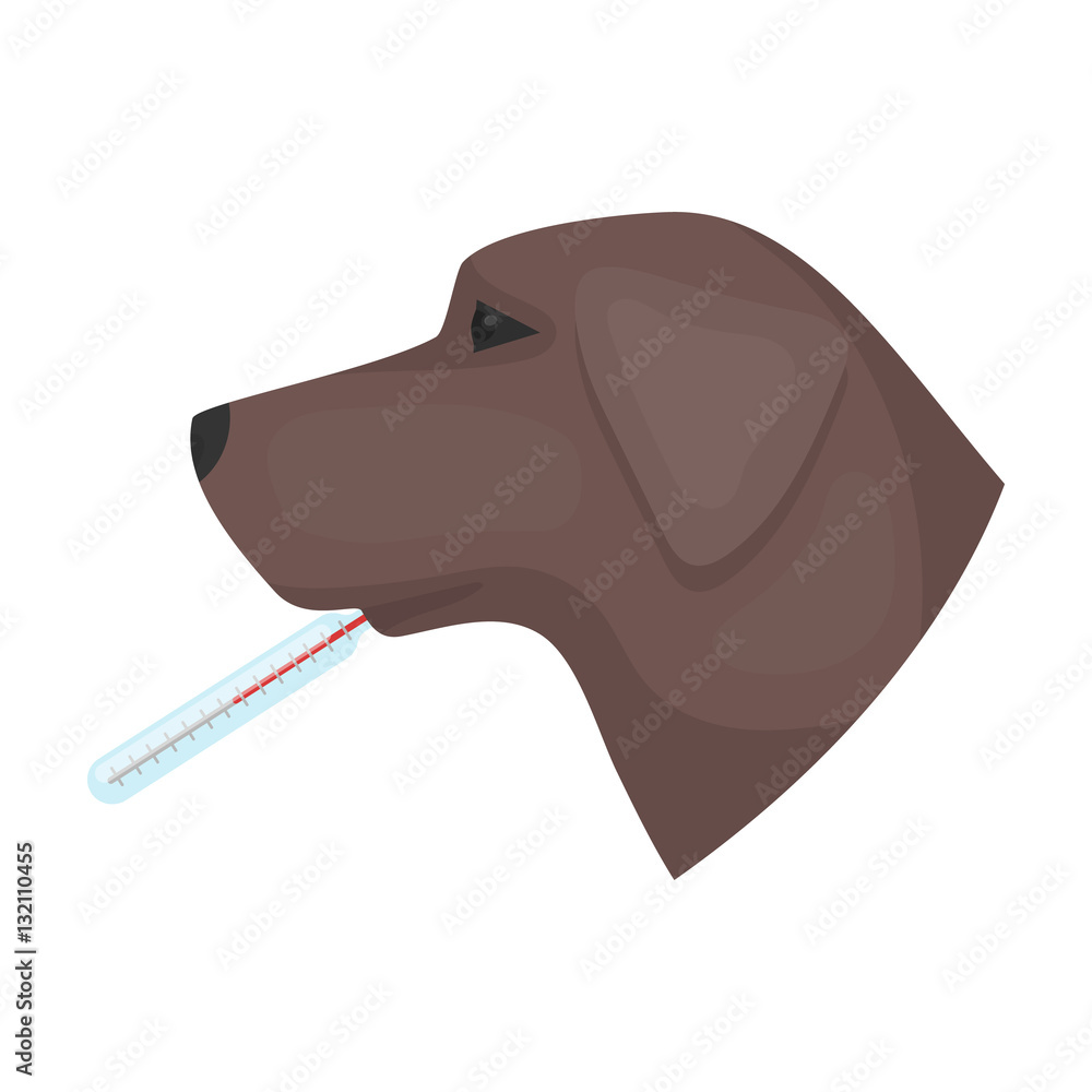 Vettoriale Stock Dog with thermometer icon in cartoon style isolated on ...