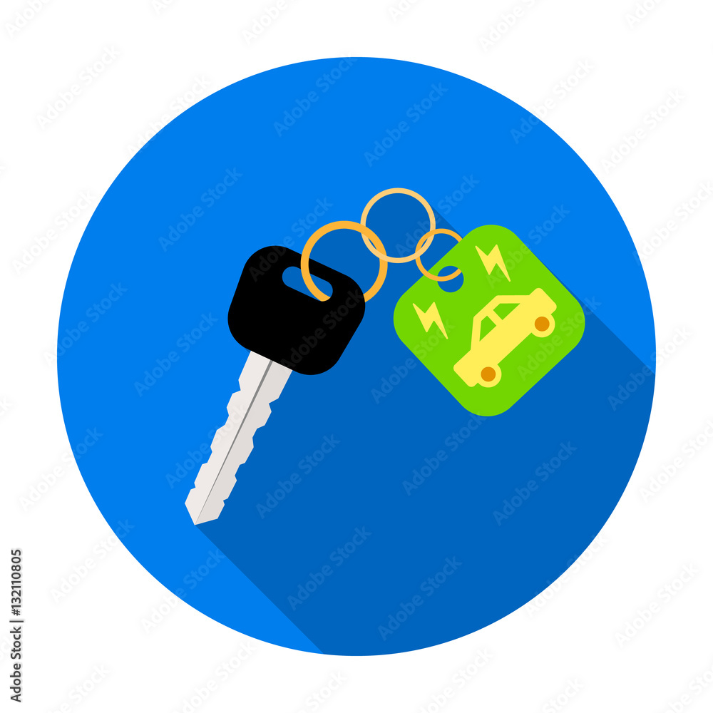 Key from eco car icon in flat style isolated on white background. Bio ...