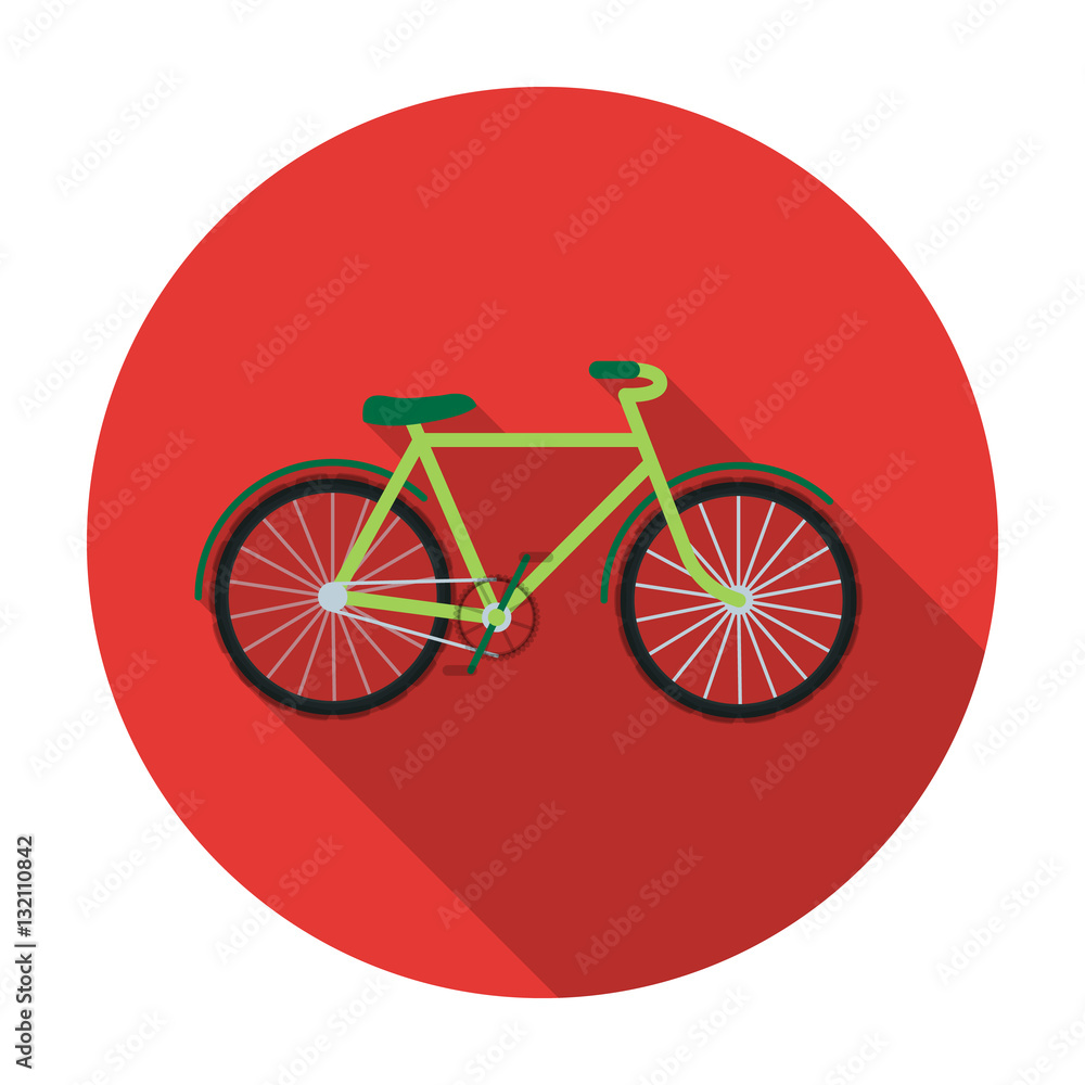 Green bicycle icon in flat style isolated on white background. Bio and ...