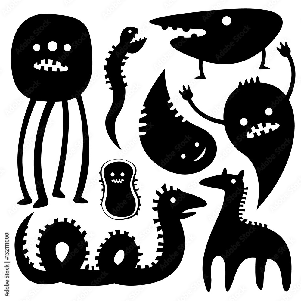 Monster Silhouettes Stock Vector | Adobe Stock