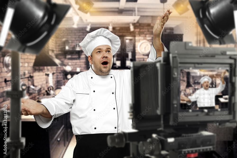 cook chef in tv studio Stock Photo | Adobe Stock