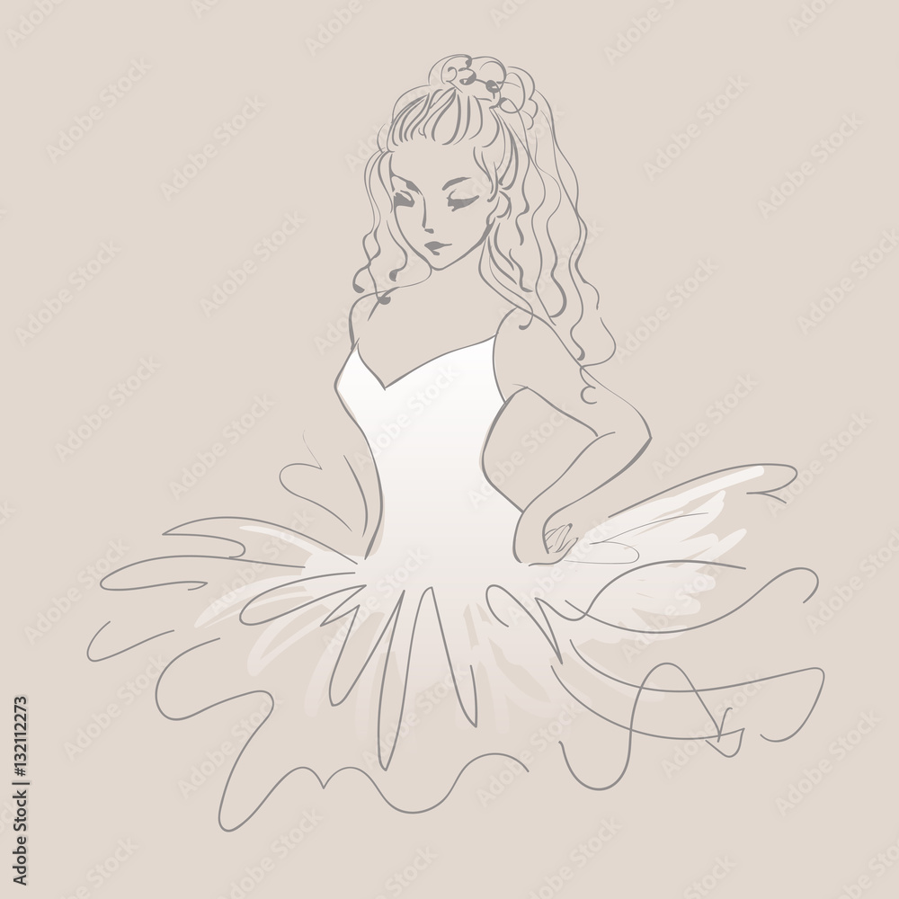 Sketch of ballerina. Expressive performance girl ballet drawing. Vector ...