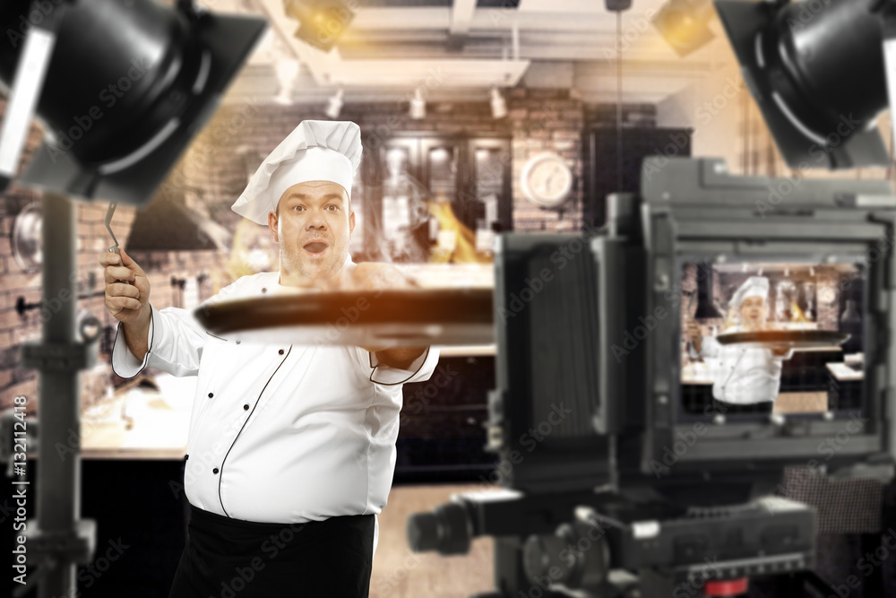 cook chef in tv studio Stock Photo | Adobe Stock