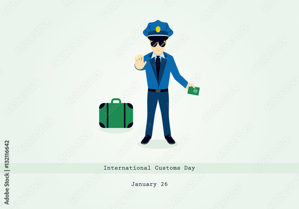 International Customs Day vector. Cartoon character of a customs ...