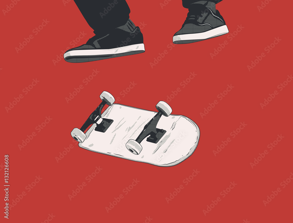 skateboard - kick flip Stock Illustration | Adobe Stock