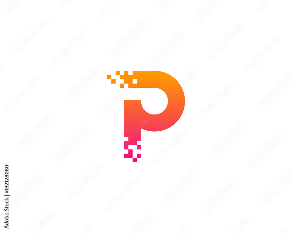 Letter P Pixel Initial Logo Design Element Stock Vector | Adobe Stock