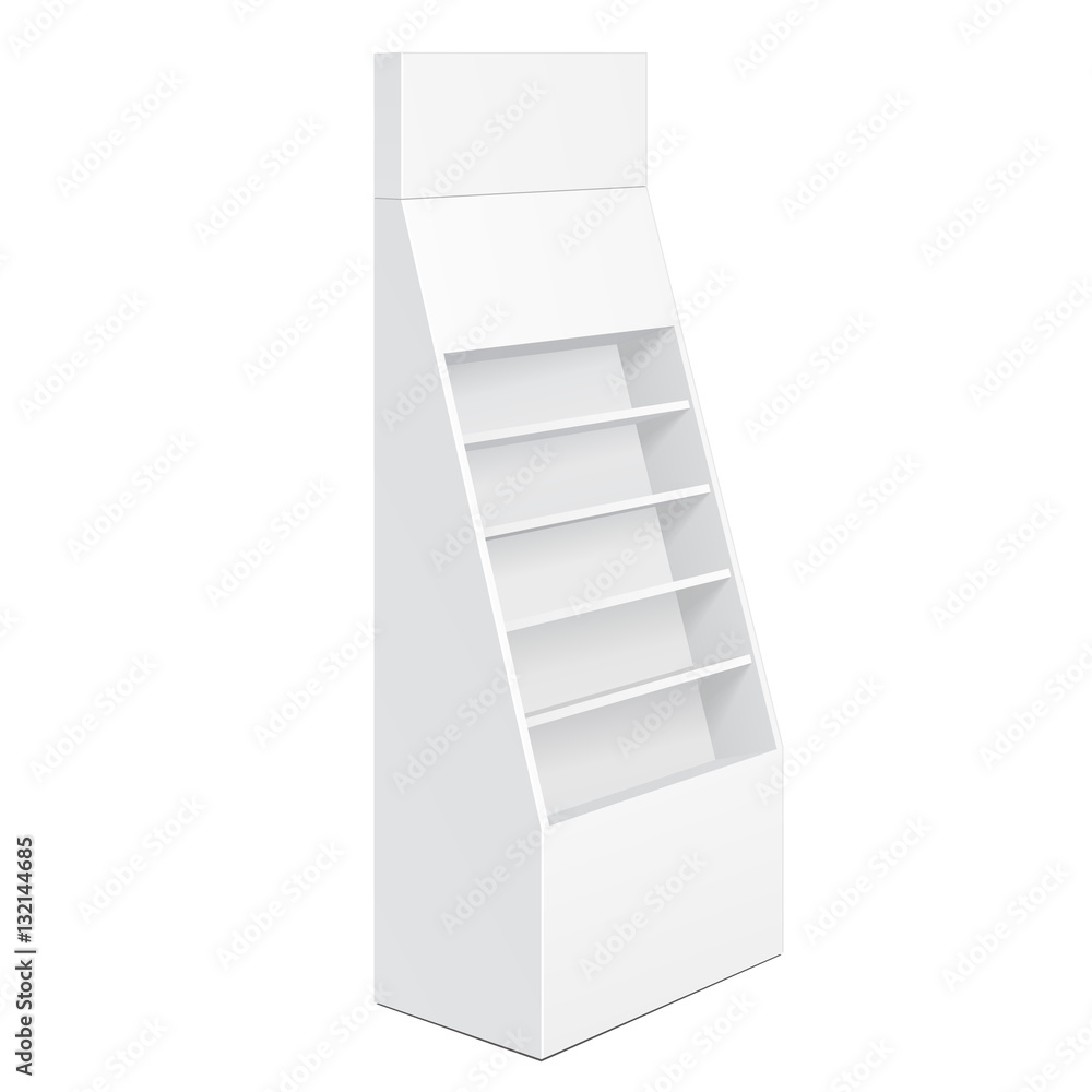 White Cardboard Floor Display Rack For Supermarket Blank Empty Displays ...