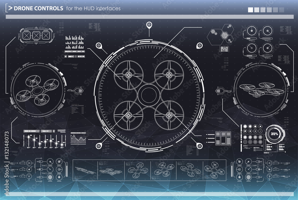 Control elements for the interfaces. HUD UI for drones. Futuristic user ...
