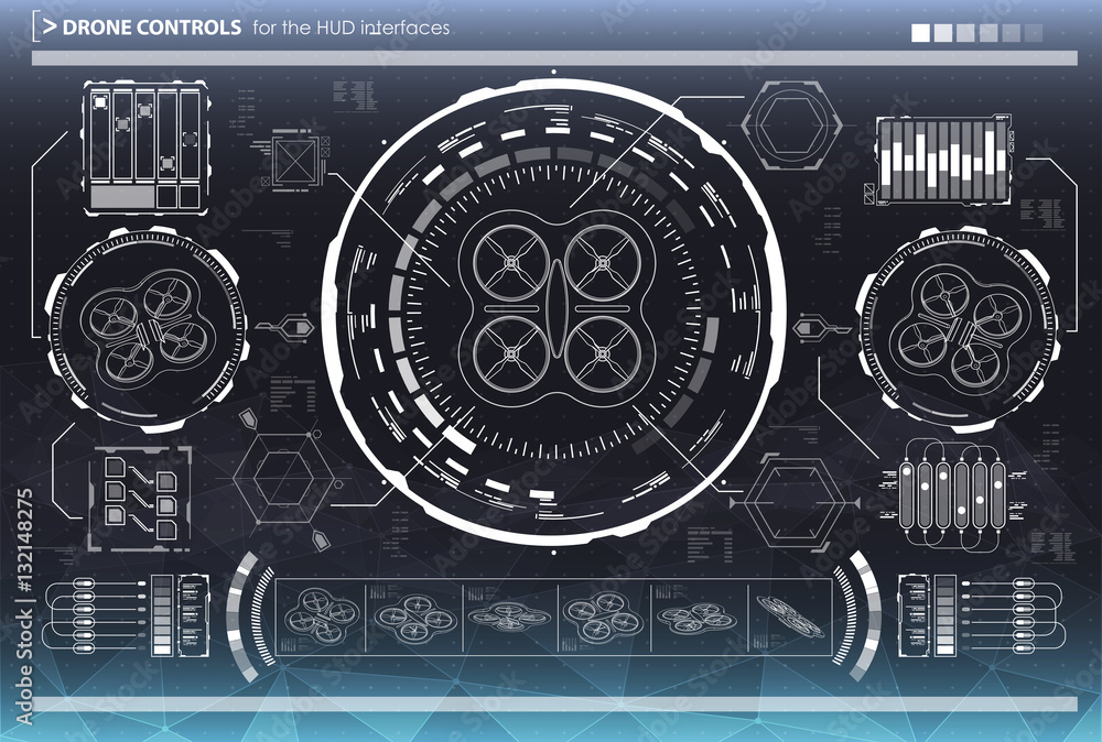 Control elements for the interfaces. HUD UI for drones. Futuristic user ...