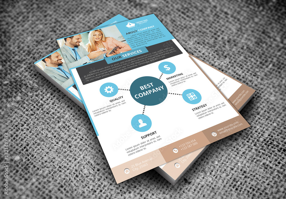 Single Page Flyer Layout with Circular Infographic Element Stock ...
