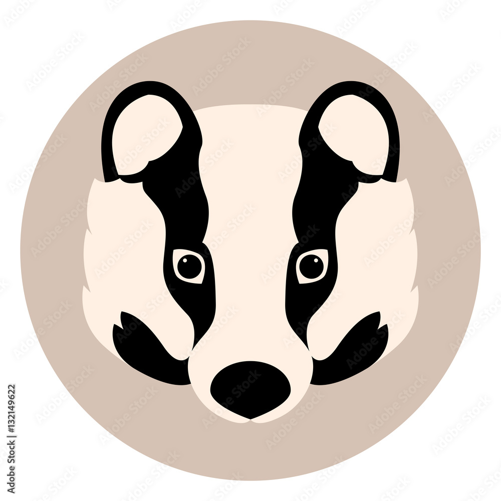 badger face vector illustration style Flat Stock Vector | Adobe Stock
