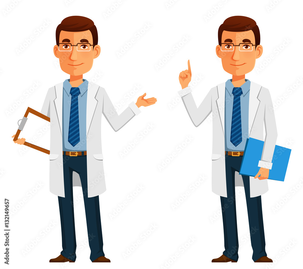 cartoon illustration of a friendly young doctor Stock Vector | Adobe Stock
