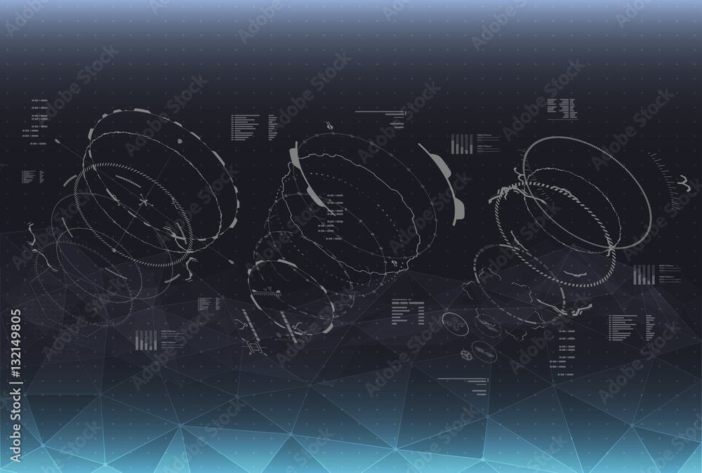 Head-up display elements for the Spaceship interface. Futuristic user interface. HUD elements ...
