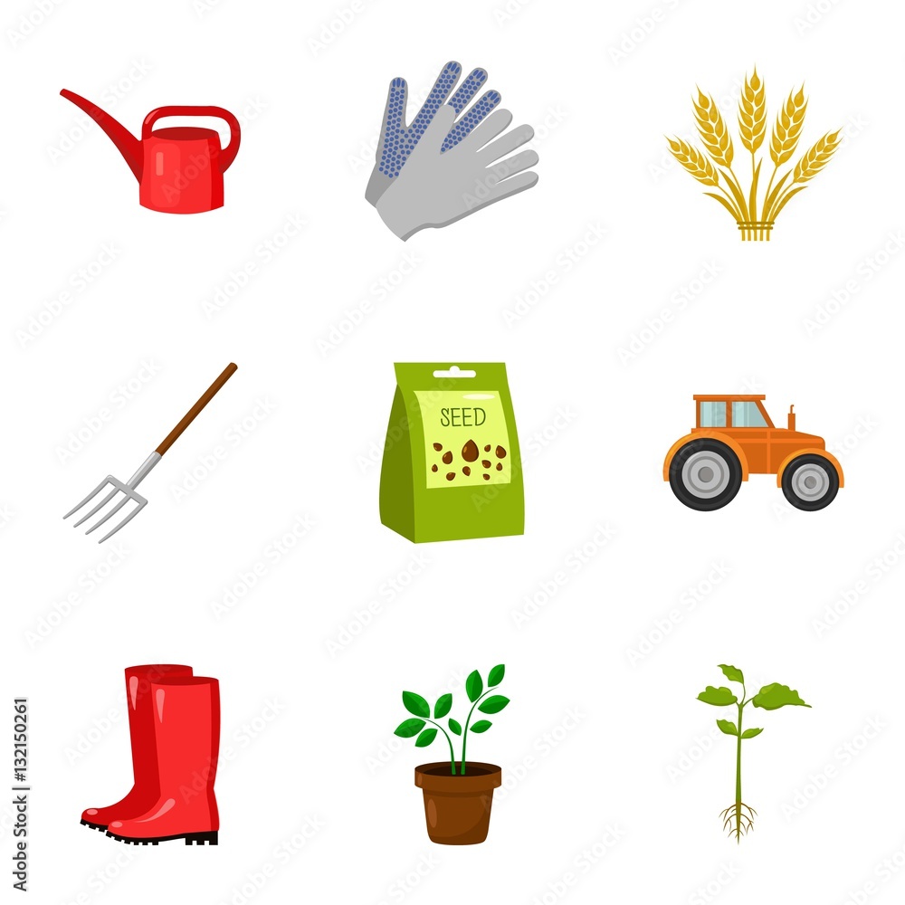 Farm set icons in cartoon style. Big collection of farm vector symbol ...