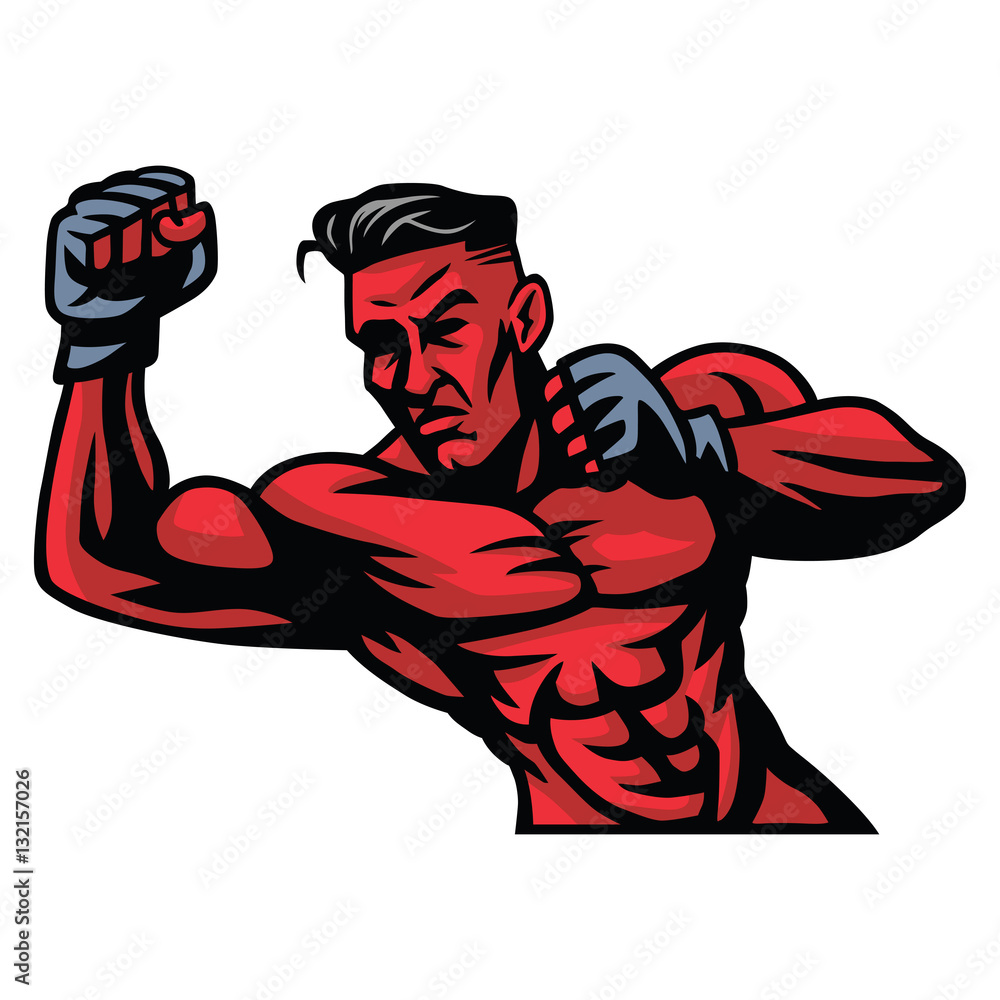 MMA Fighter Mascot Vector Logo Stock Vector | Adobe Stock
