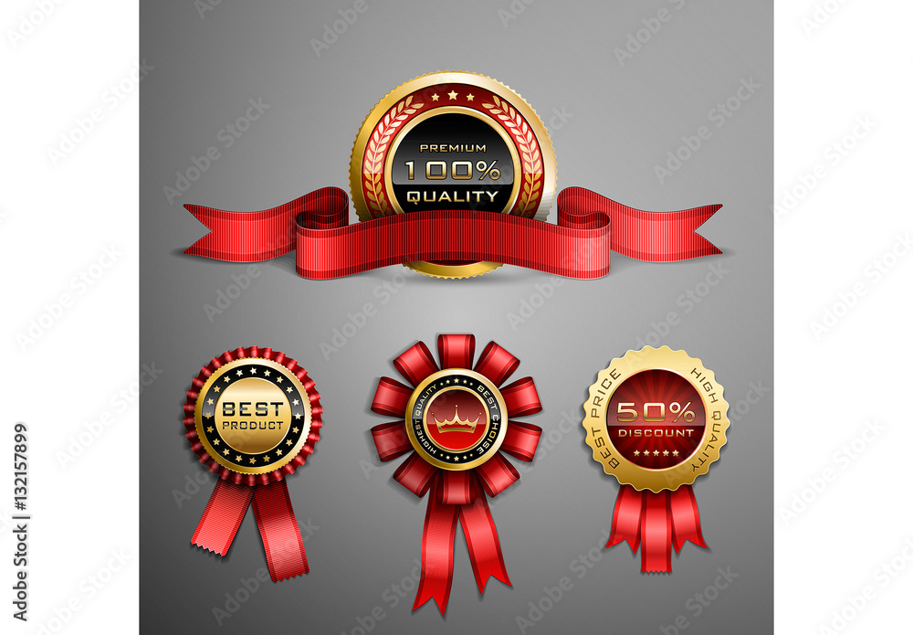 Red and Gold Award Ribbon Illustrations Stock Template | Adobe Stock