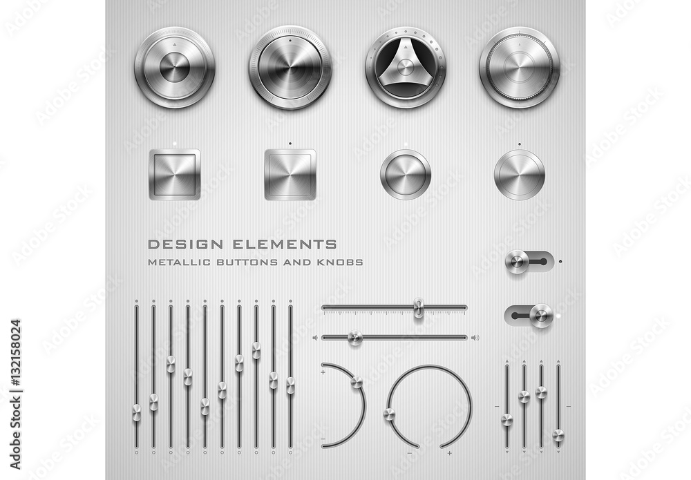 Metallic Button and Knob Elements 1 Stock Template | Adobe Stock