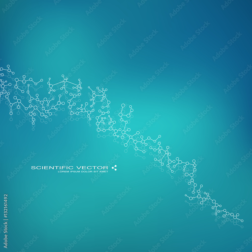 Molecule DNA and neurons vector. Molecular structure. Connected lines ...