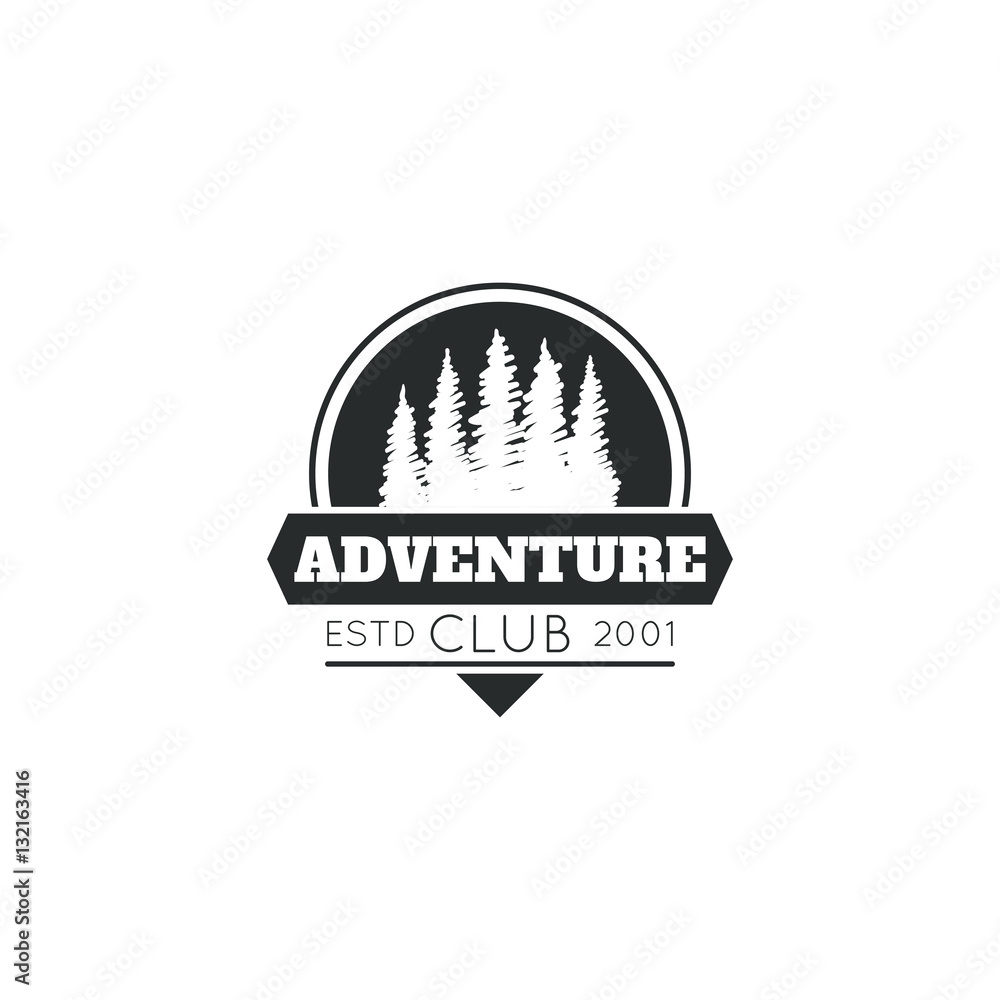 Monochrome logo, emblem Adventure club. Stock Vector | Adobe Stock