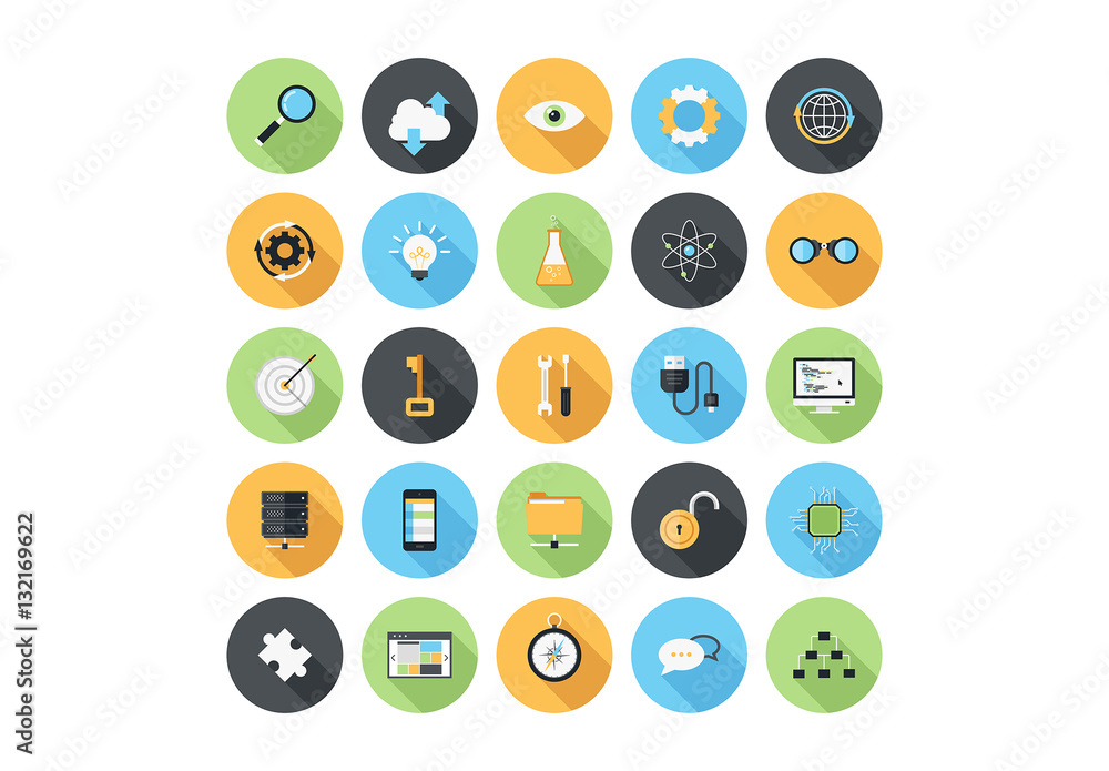 25 Circular Tech and Media Icons Stock Template | Adobe Stock