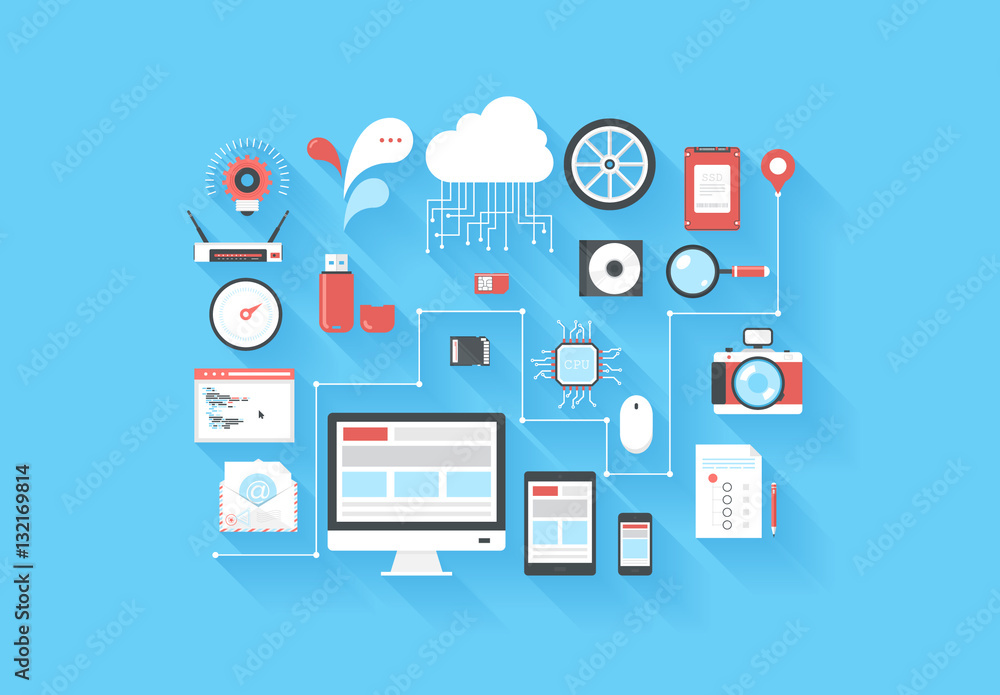 Three-Color Tech Illustration 2 Stock Template | Adobe Stock