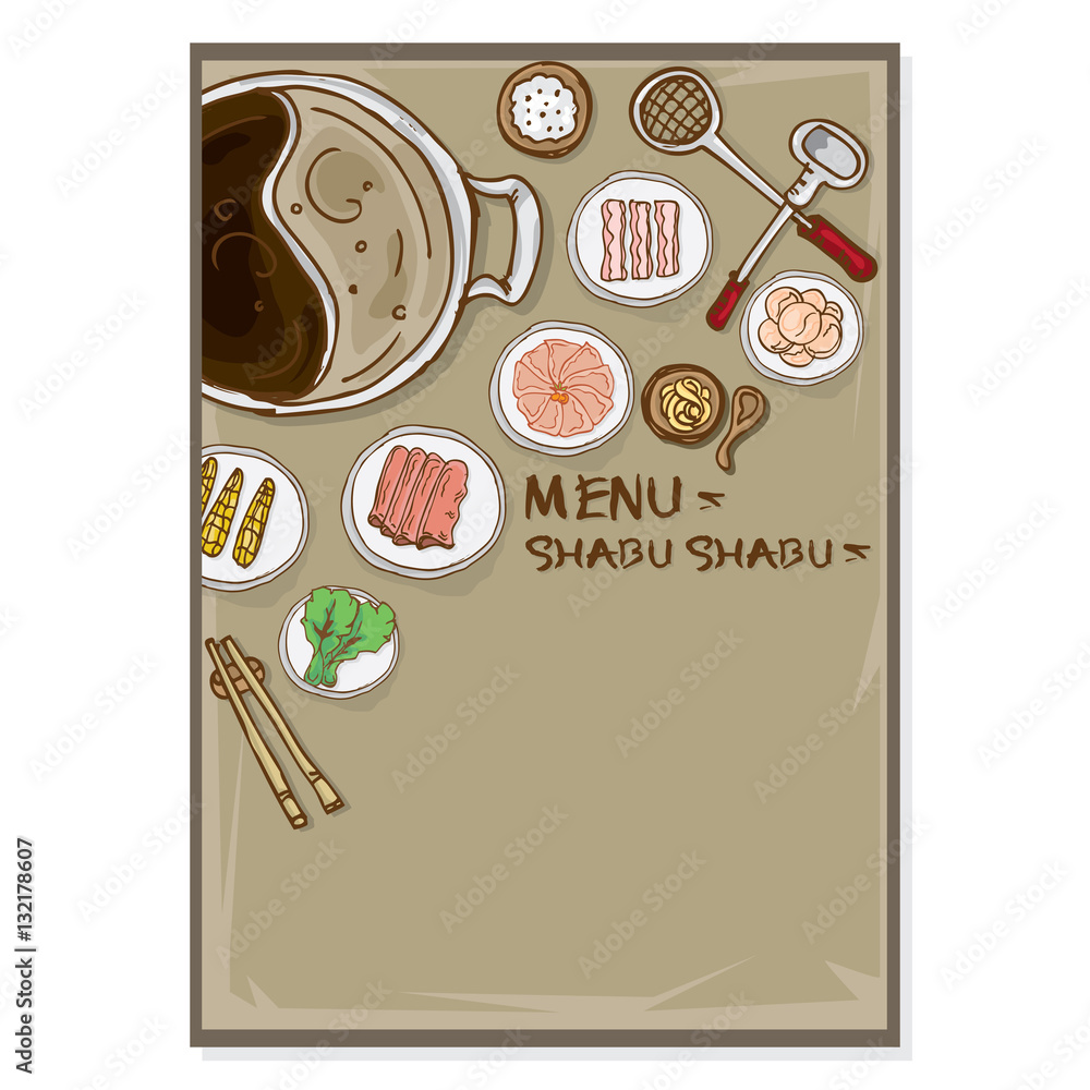 menu shabu drawing graphic design objects template Stock Vector | Adobe ...