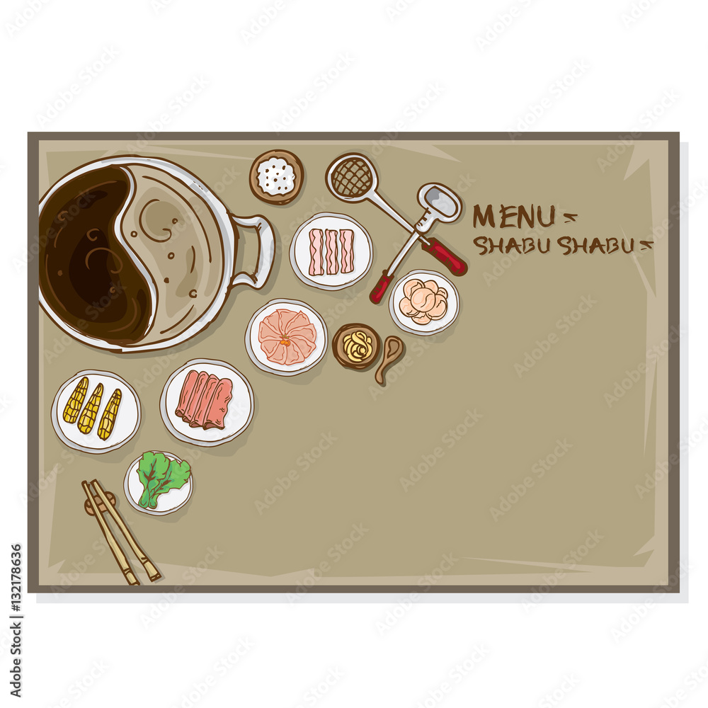 menu shabu drawing graphic design objects template Stock Vector | Adobe ...