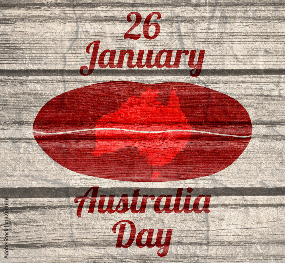 Map of Australia printed on woman lips. 26 January Australia Day text ...
